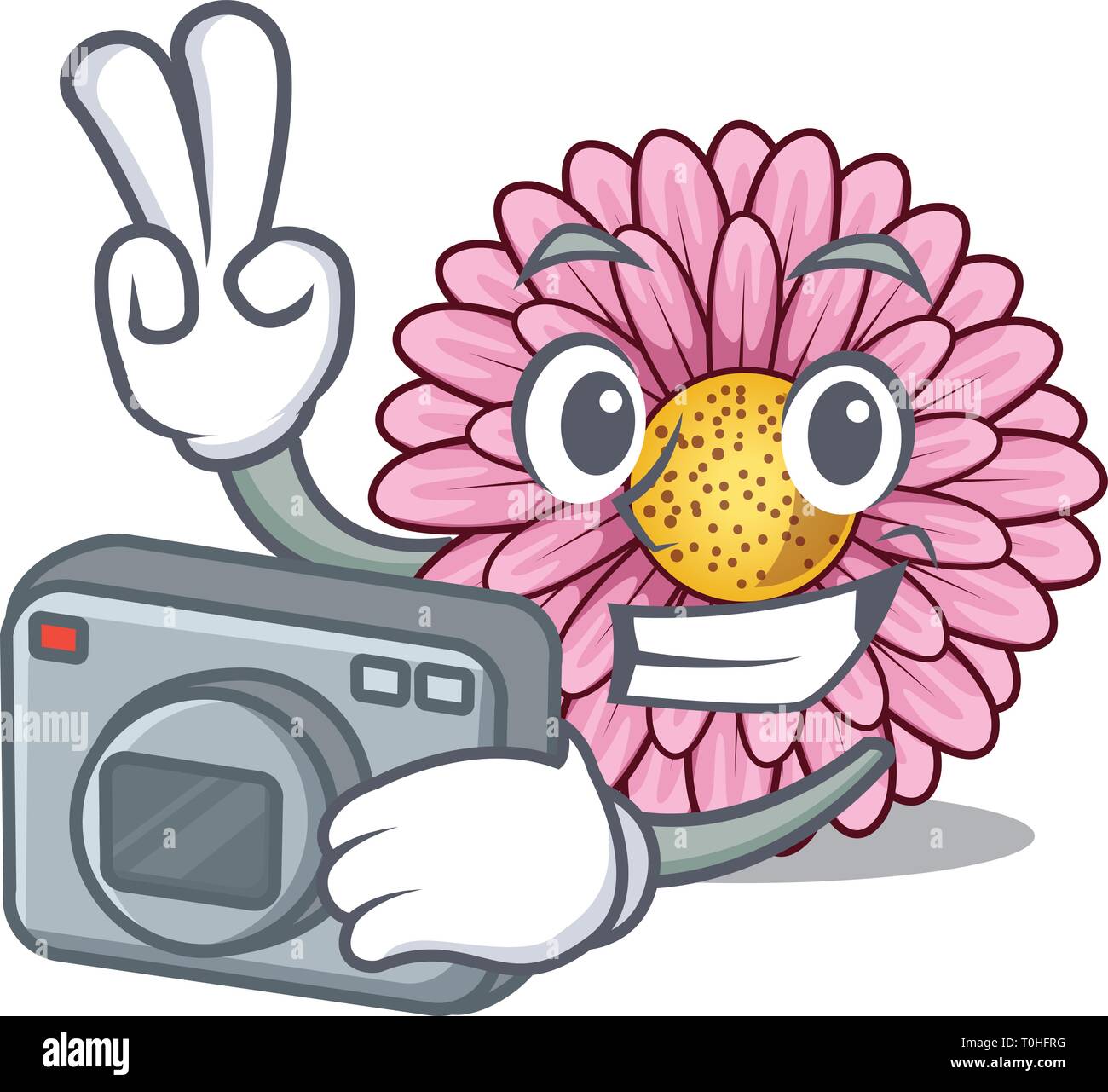 Photographer gerbera flower isolated in the cartoon Stock Vector Image ...