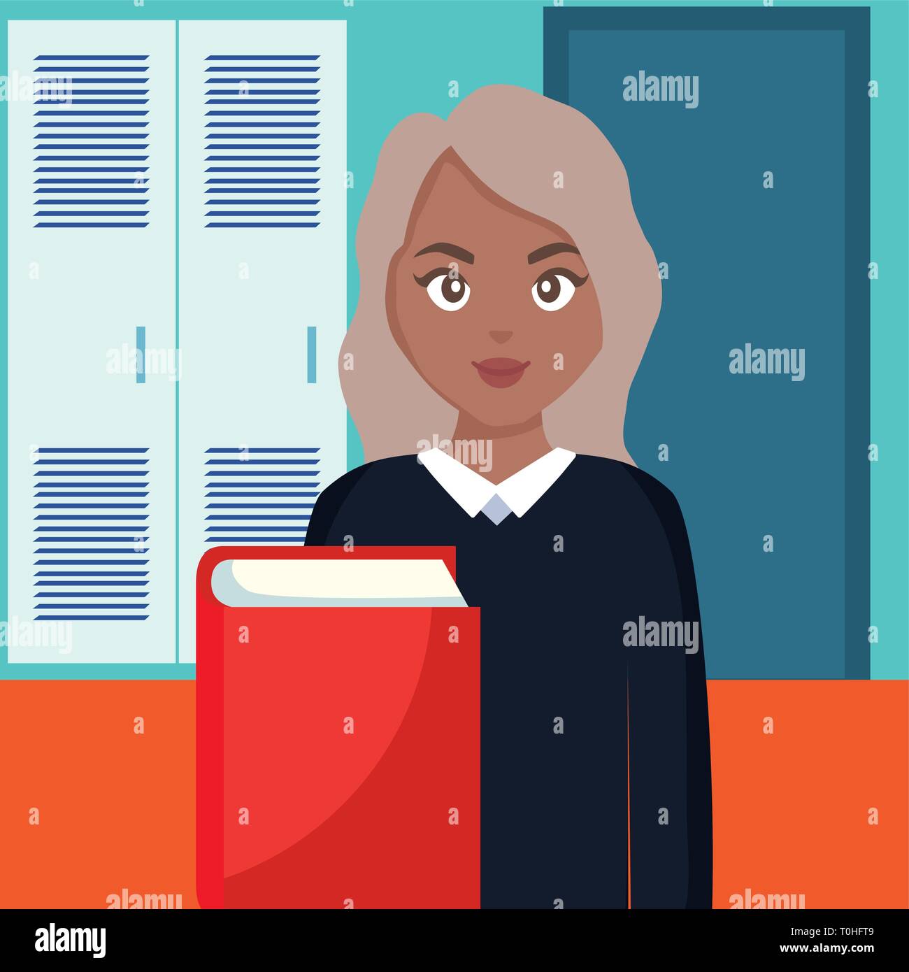 young student black woman with book vector illustration design Stock ...