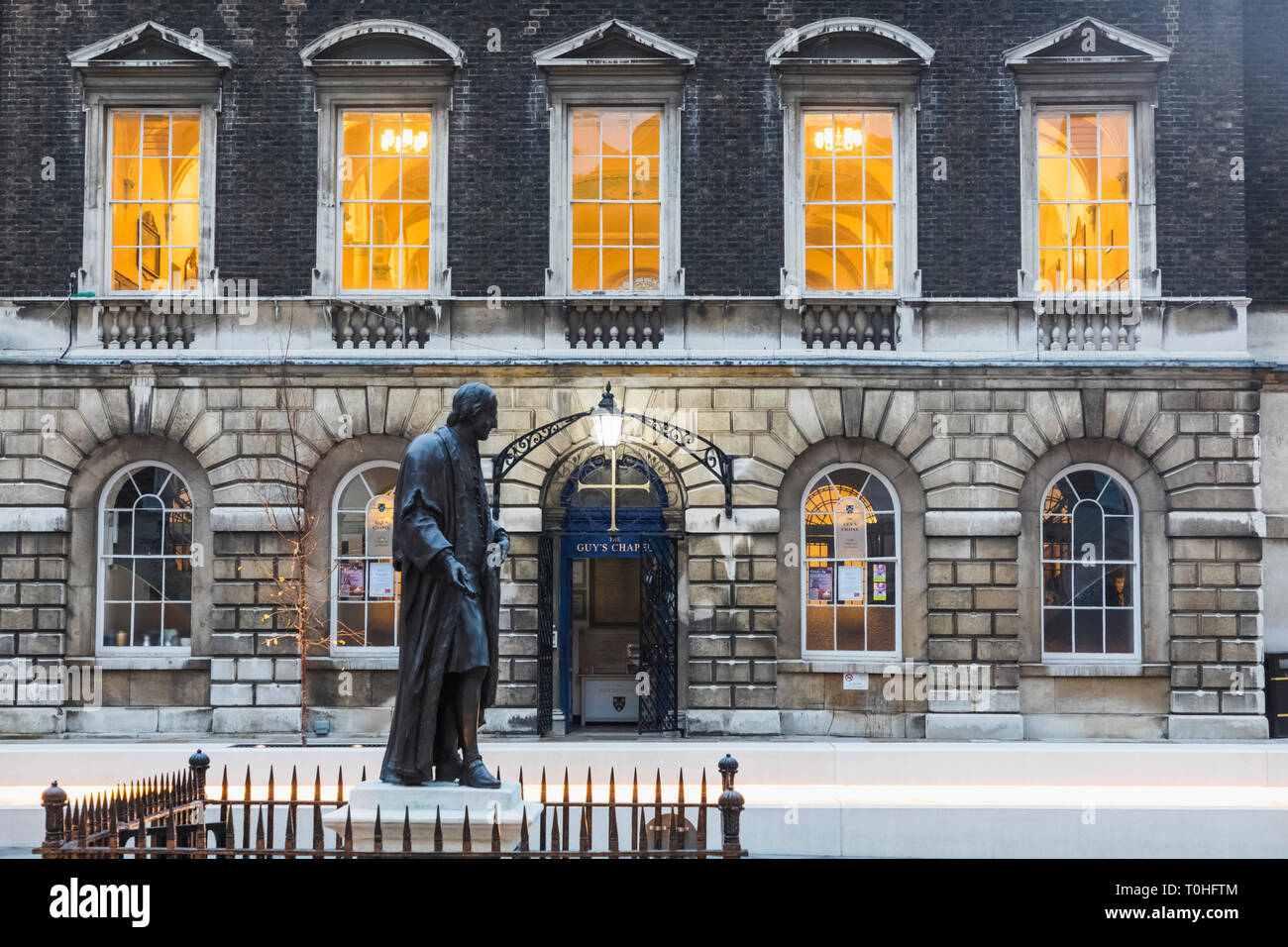 England, London, Southwark, London Bridge City, Guys Hospital, Statue ...