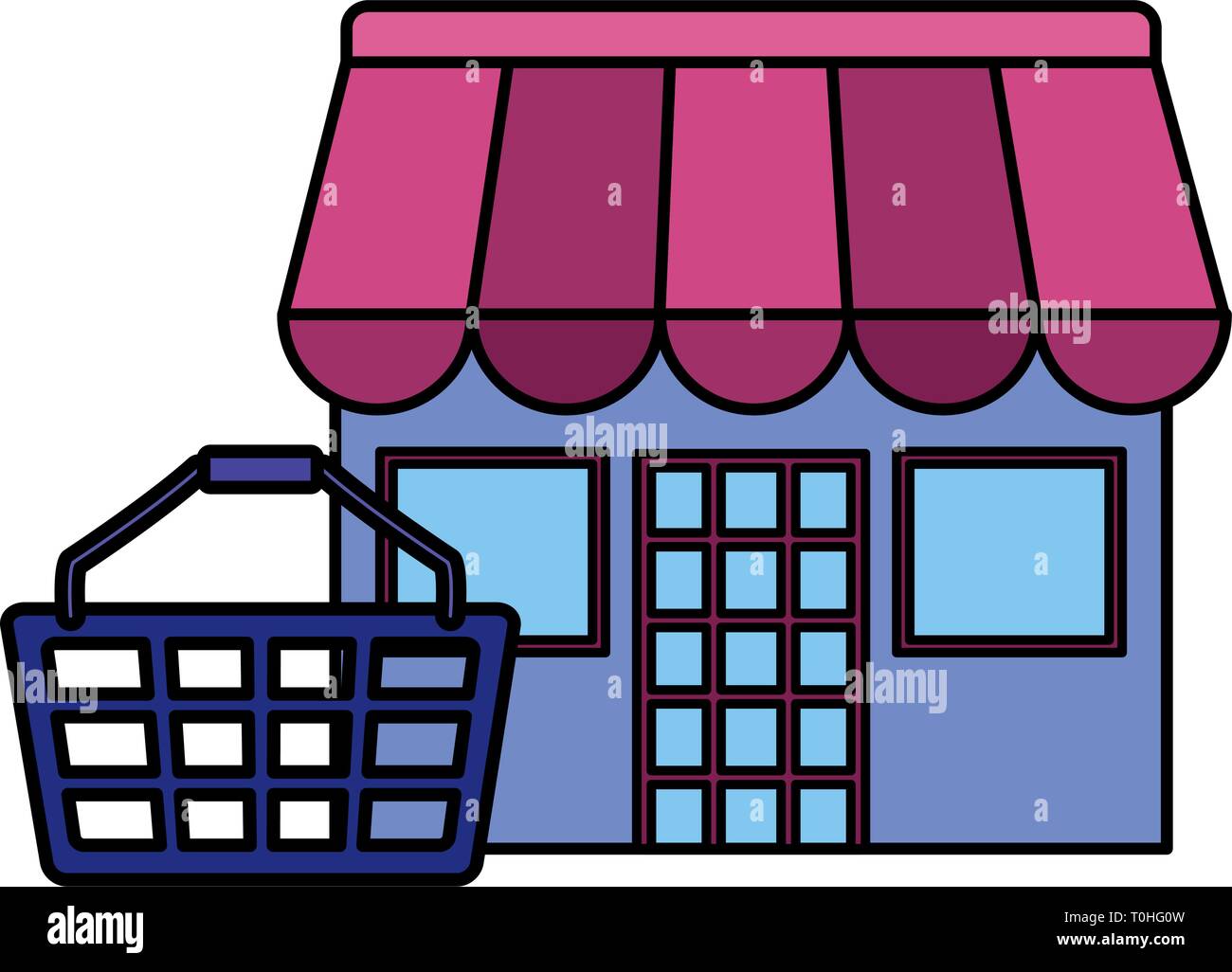shopping basket with store building vector illustration design Stock ...