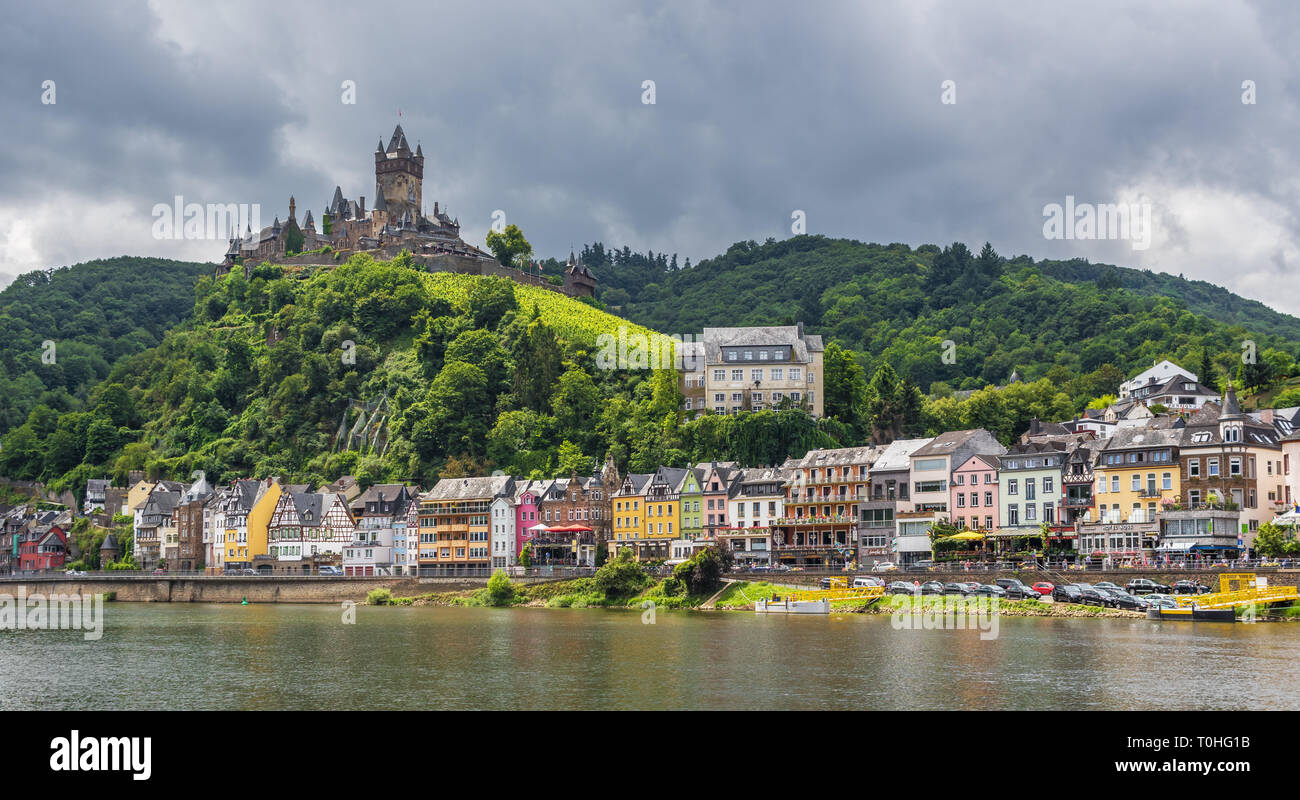 Cochem, Germany - on the left bank of the Moselle river, the Cochem ...