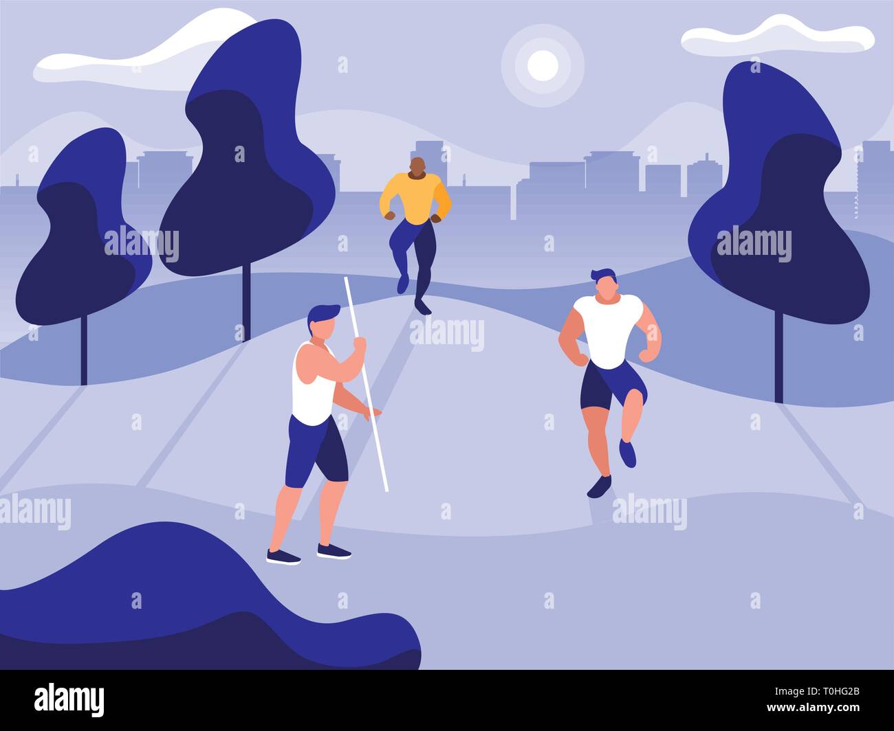 young men practicing outdoor gym vector illustration design Stock ...