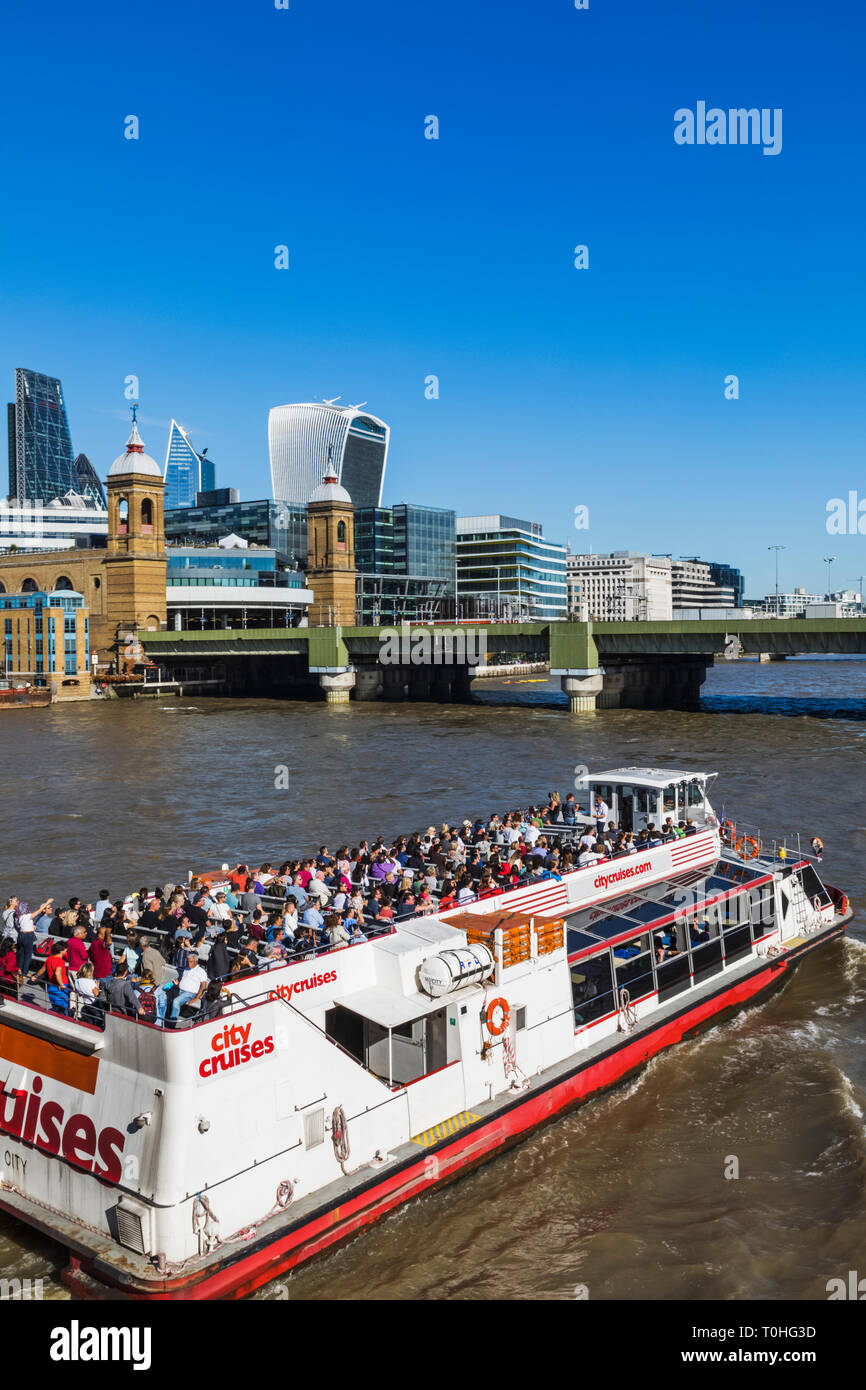 England, London, Canon Street Train Station and City of London Skyline ...