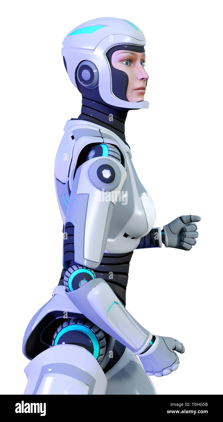 3D rendering of a female robot isolated on white background Stock Photo ...