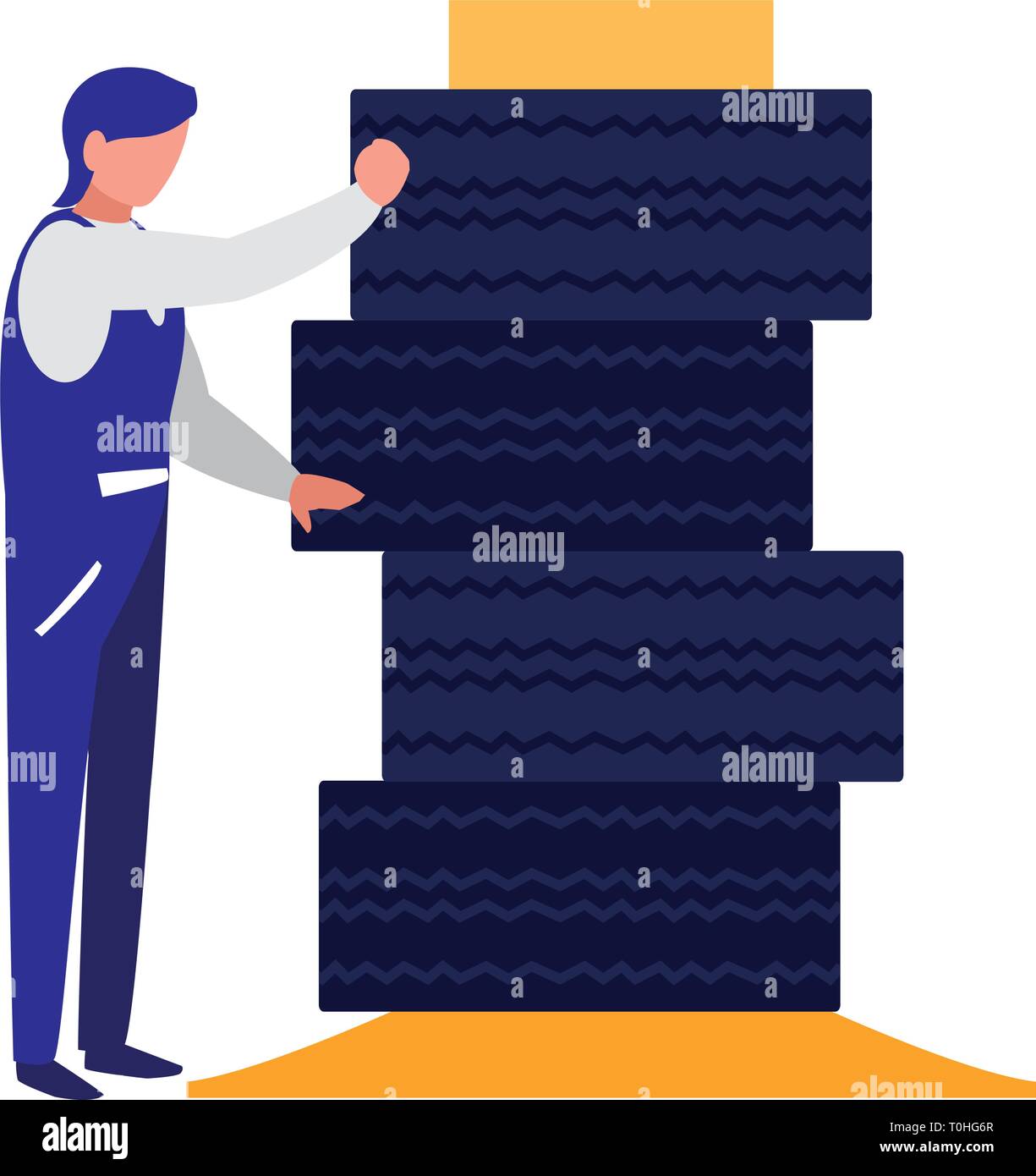 mechanic worker with tires car vector illustration design Stock Vector ...