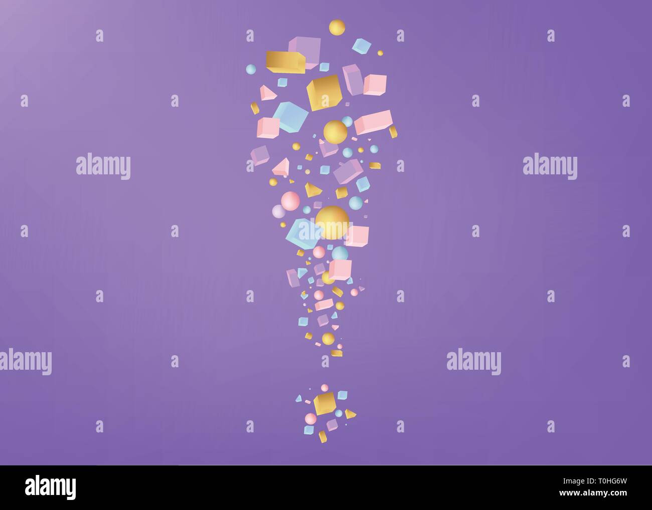 Exclamation mark of 3d figures realistic vector primitives composition ...