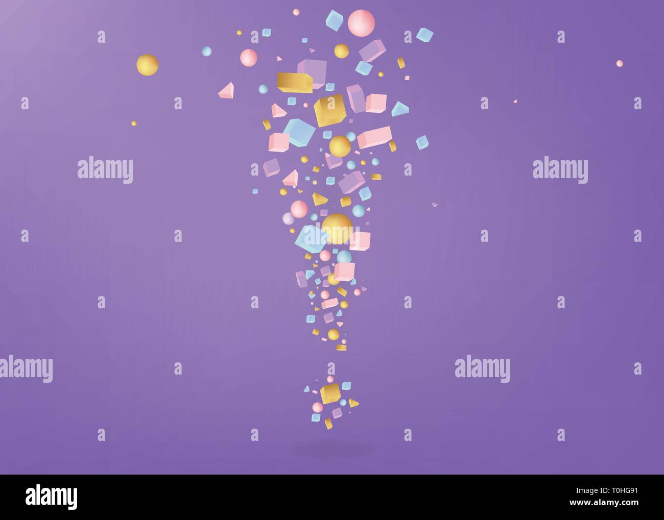 Exclamation mark of 3d figures realistic vector primitives composition ...