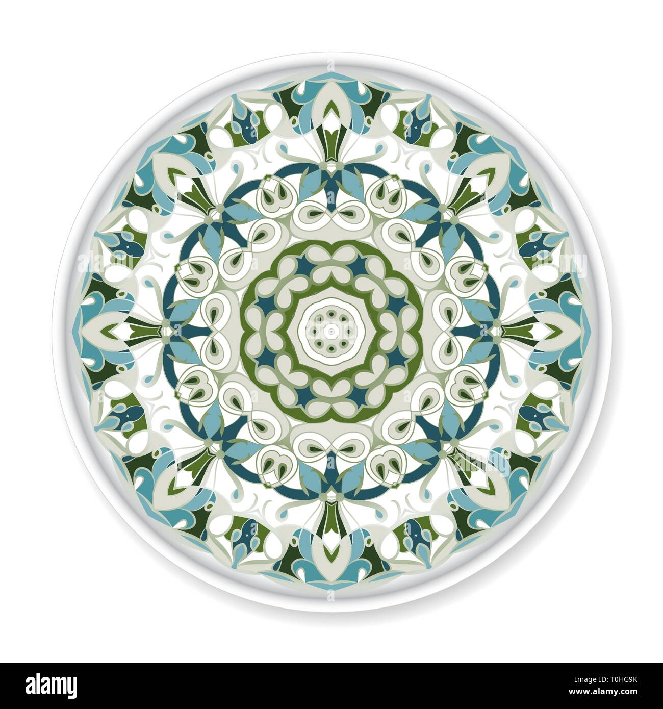 Colorful decorative plate with pattern on white background. Home decor ...