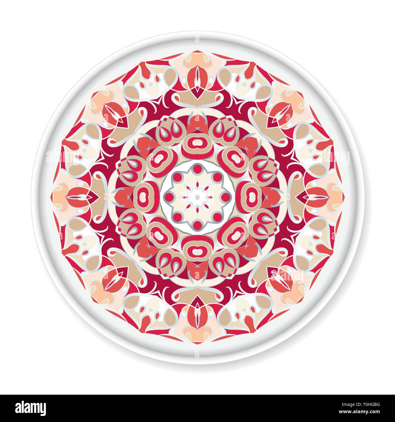 Colorful decorative plate with pattern on white background. Home decor ...