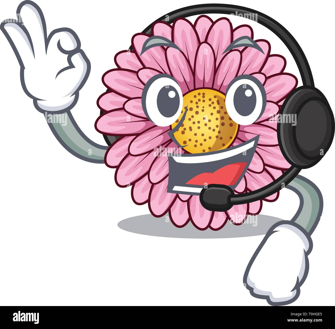 With headphone gerbera flowers in the cartoon shape Stock Vector Image ...