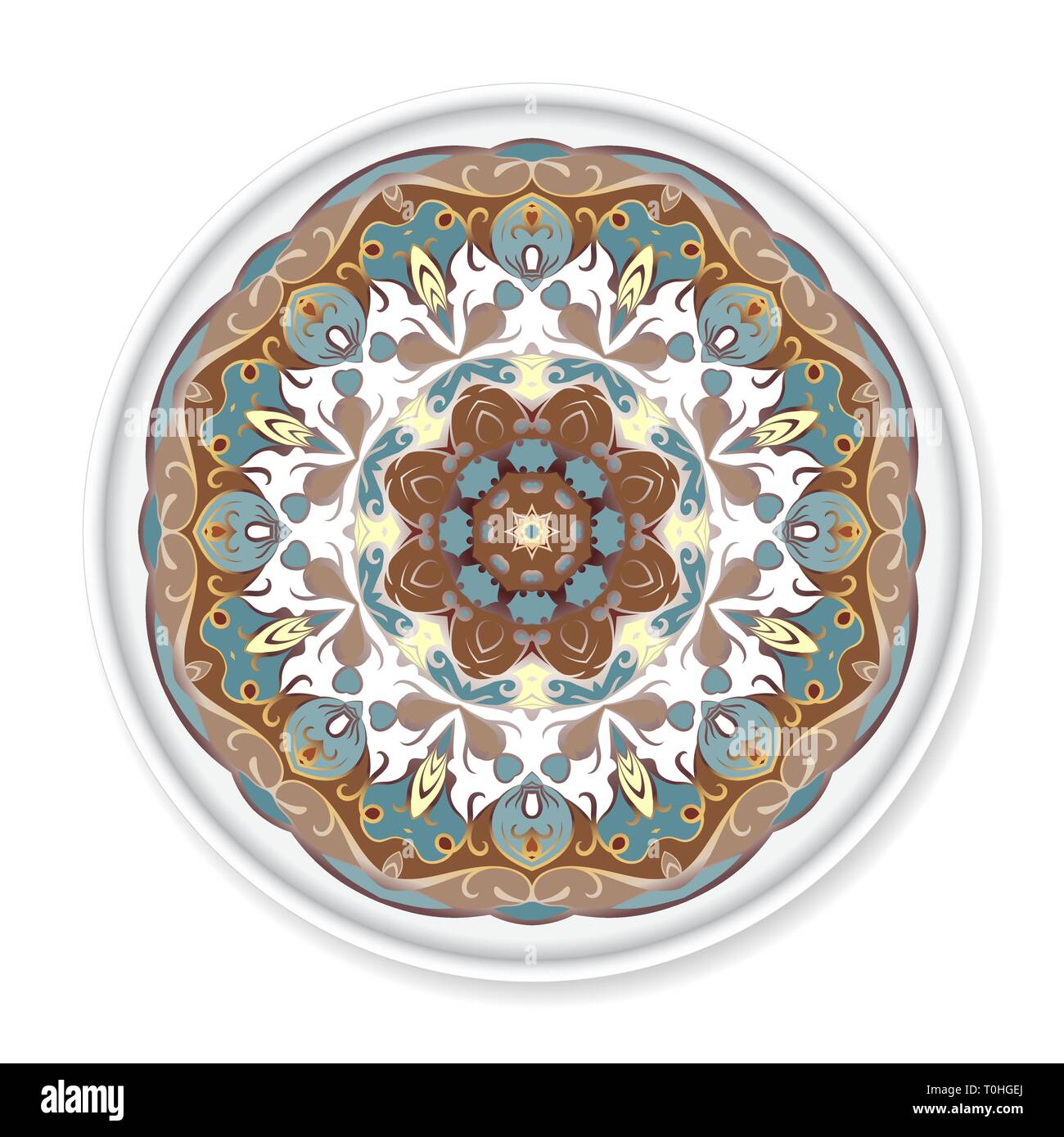 Colorful decorative plate with pattern on white background. Home decor ...