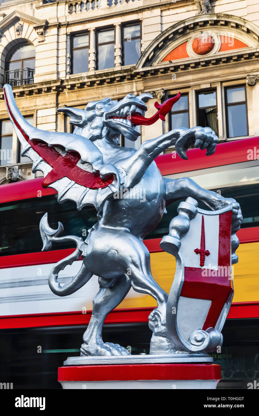 England, London, City of London, Dragon Statue Boundry Mark Guarding ...