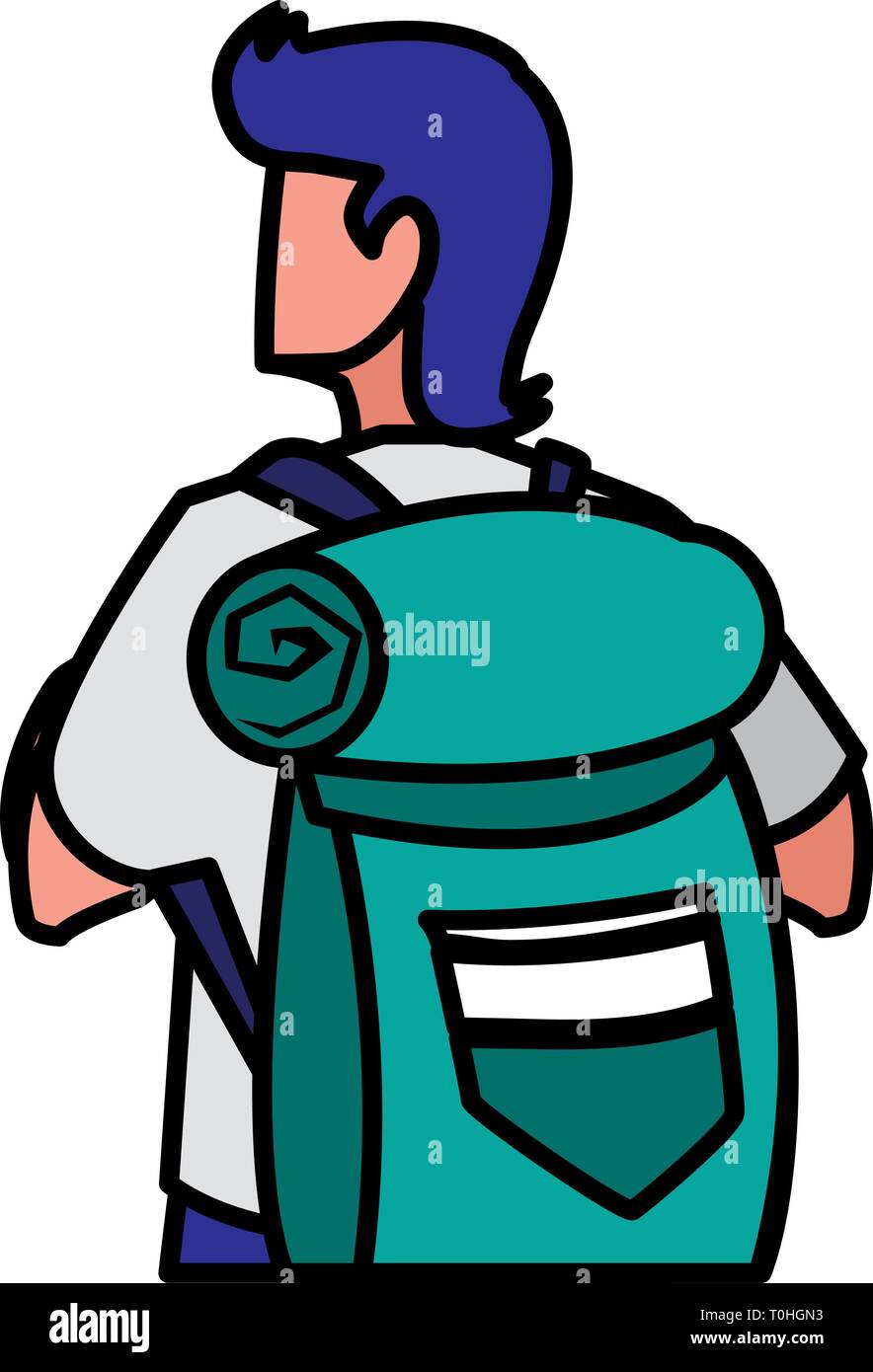 adventurous man with travelbag vector illustration design Stock Vector ...
