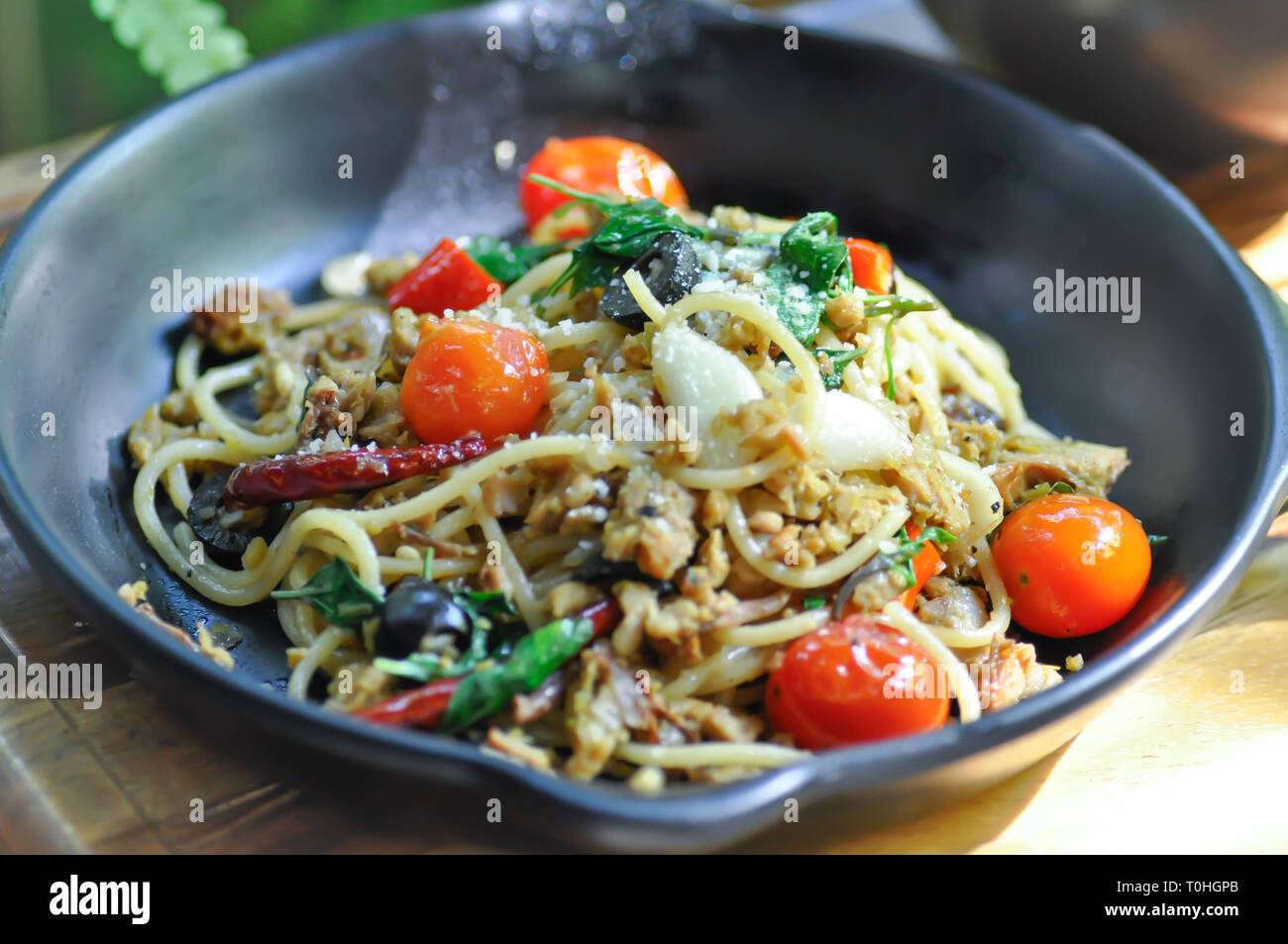 spaghetti, Thai spaghetti or spicy spaghetti Stock Photo - Alamy