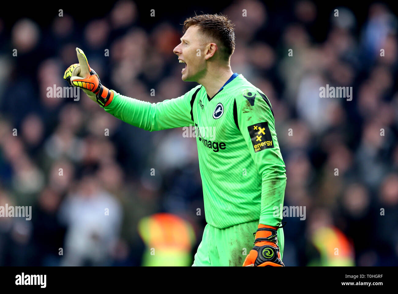 Millwall goalkeeper David Martin in action during the FA Cup quarter ...