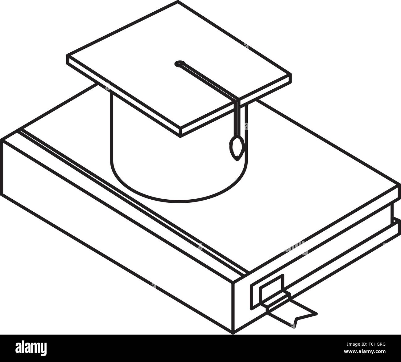 text book with graduation hat vector illustration design Stock Vector ...