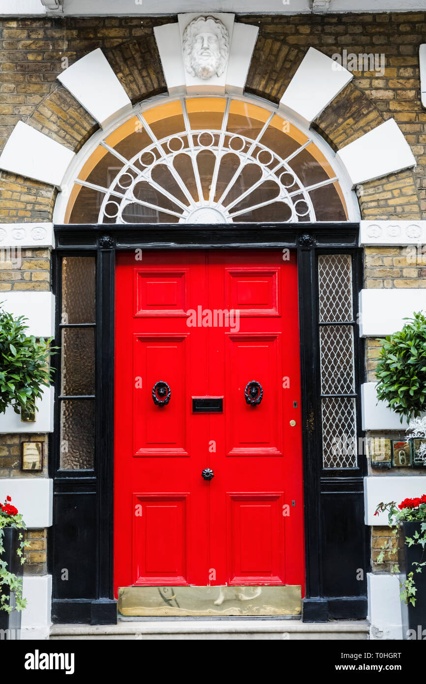 England, London, Westminster, Harley Street, Red House Door Stock Photo ...