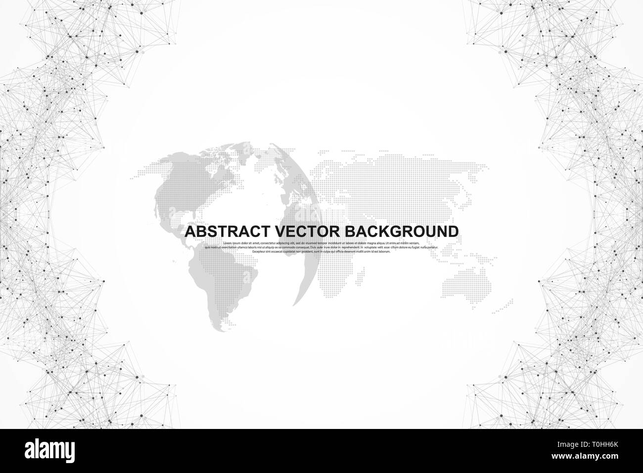 Abstract plexus background with connected lines and dots. Wave flow ...