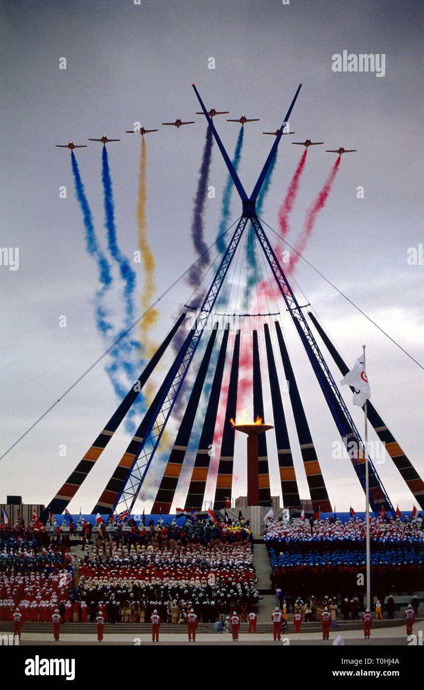 1988 calgary olympics opening ceremony hi-res stock photography and ...