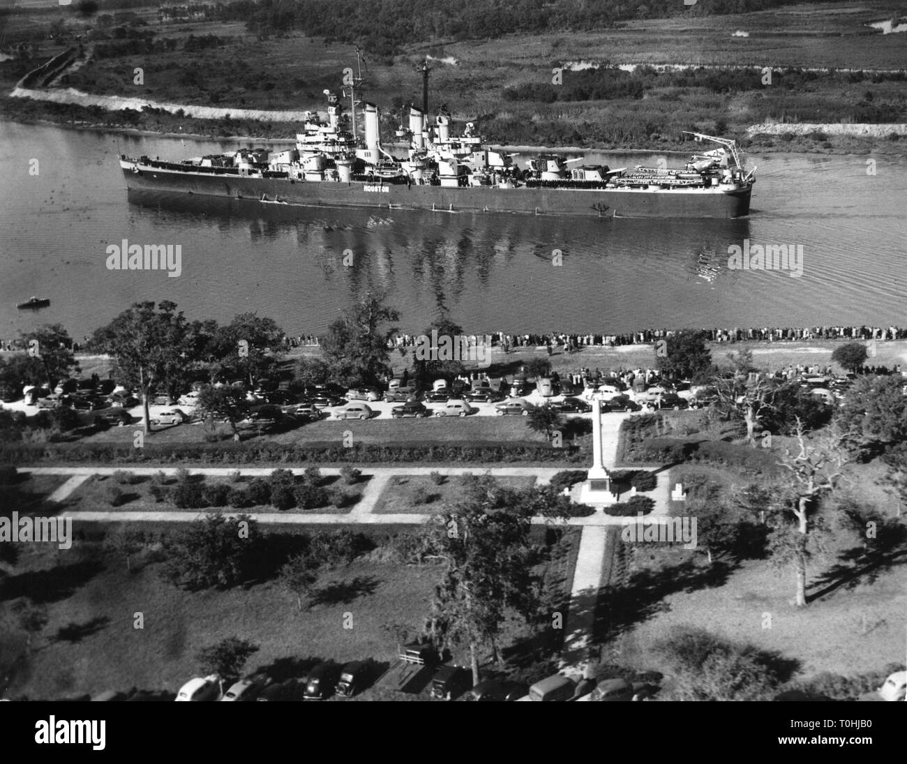 geography / travel, La Porte, USA, Texas, cruiser USS "Houston" on San ...