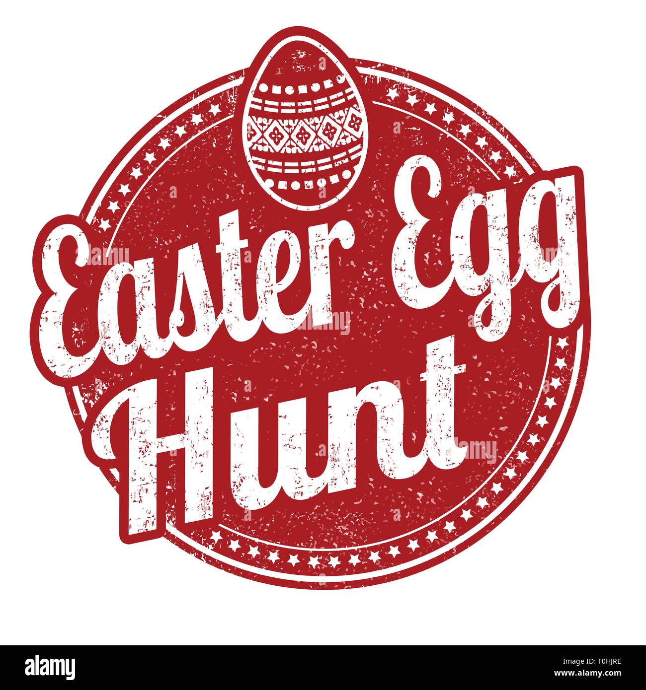 Easter egg hunt sign or stamp on white background, vector illustration ...