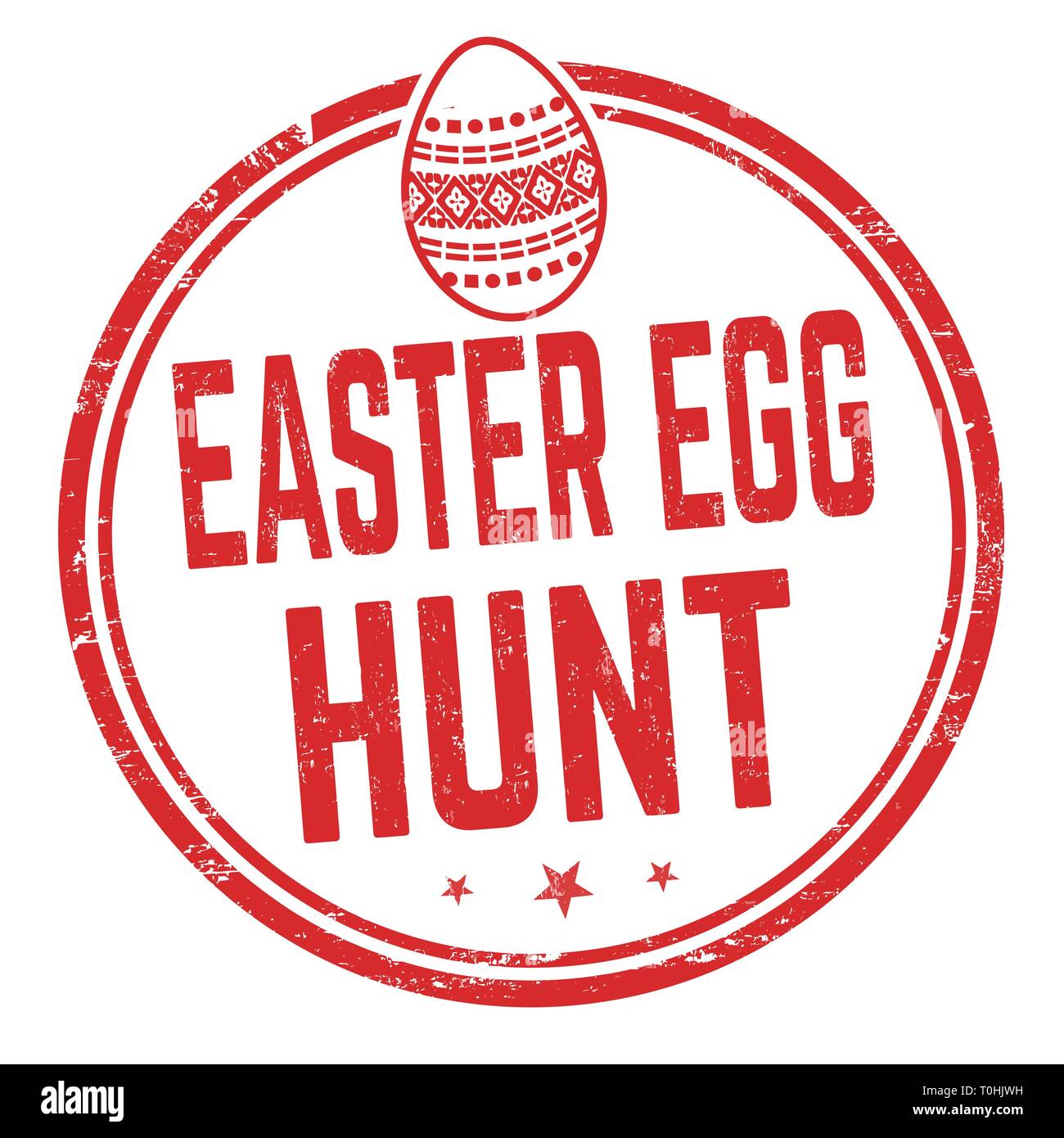 Easter egg hunt sign or stamp on white background, vector illustration ...