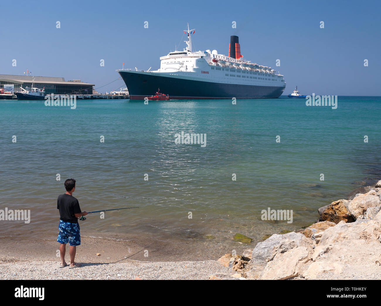 RMS QE2 alongside berth at Kusadasi, Turkey Stock Photo - Alamy