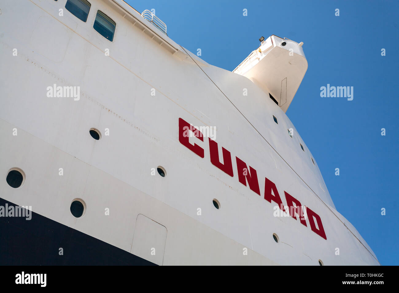 The Cunard liner RMS QE2. Bridge wing. Gibraltar Stock Photo - Alamy