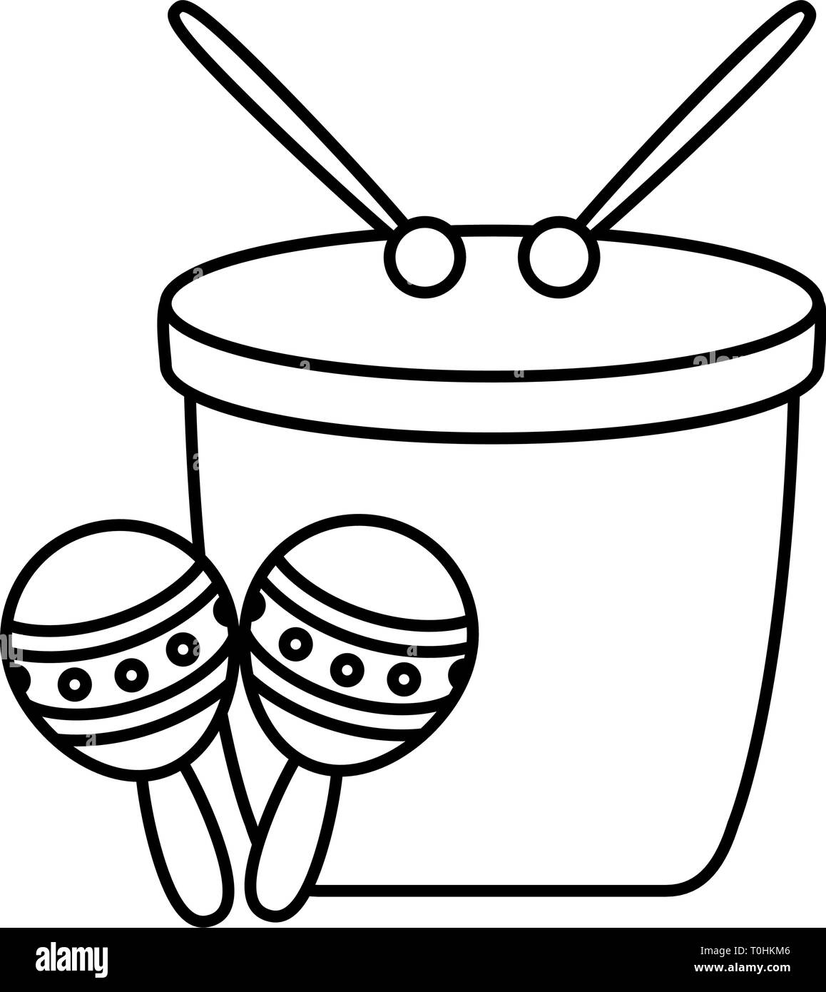 carnival bongo with maracas instruments vector illustration design ...