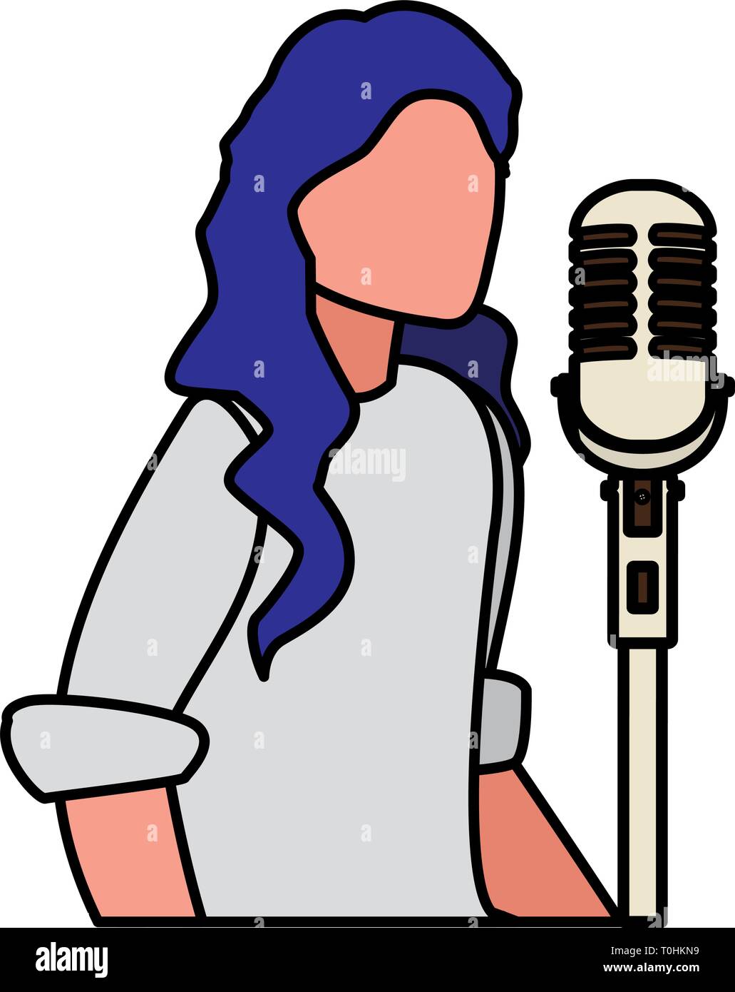 Female Singer With Microphone Character Vector Illustration Design