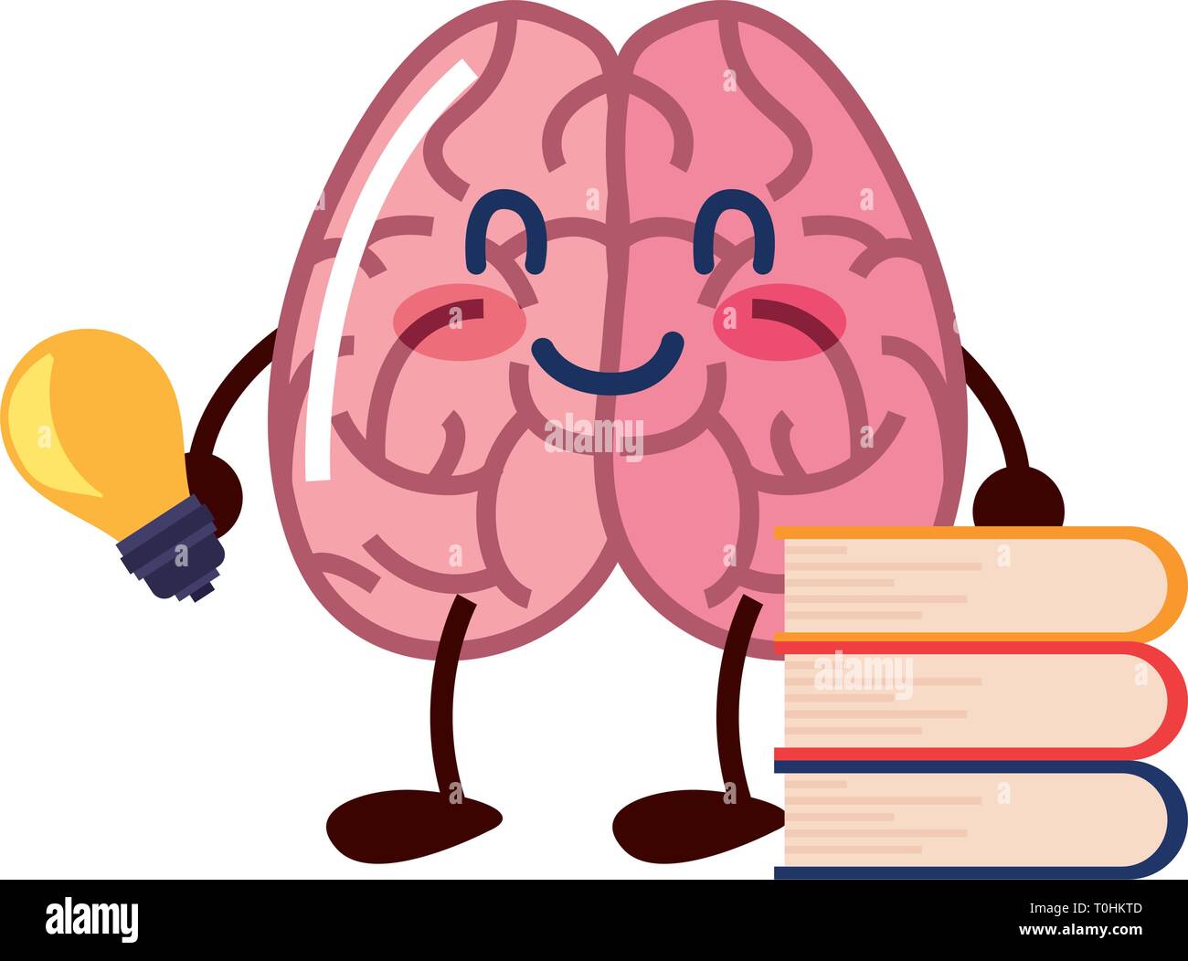 brain cartoon books bulb creativity vector illustration Stock Vector ...