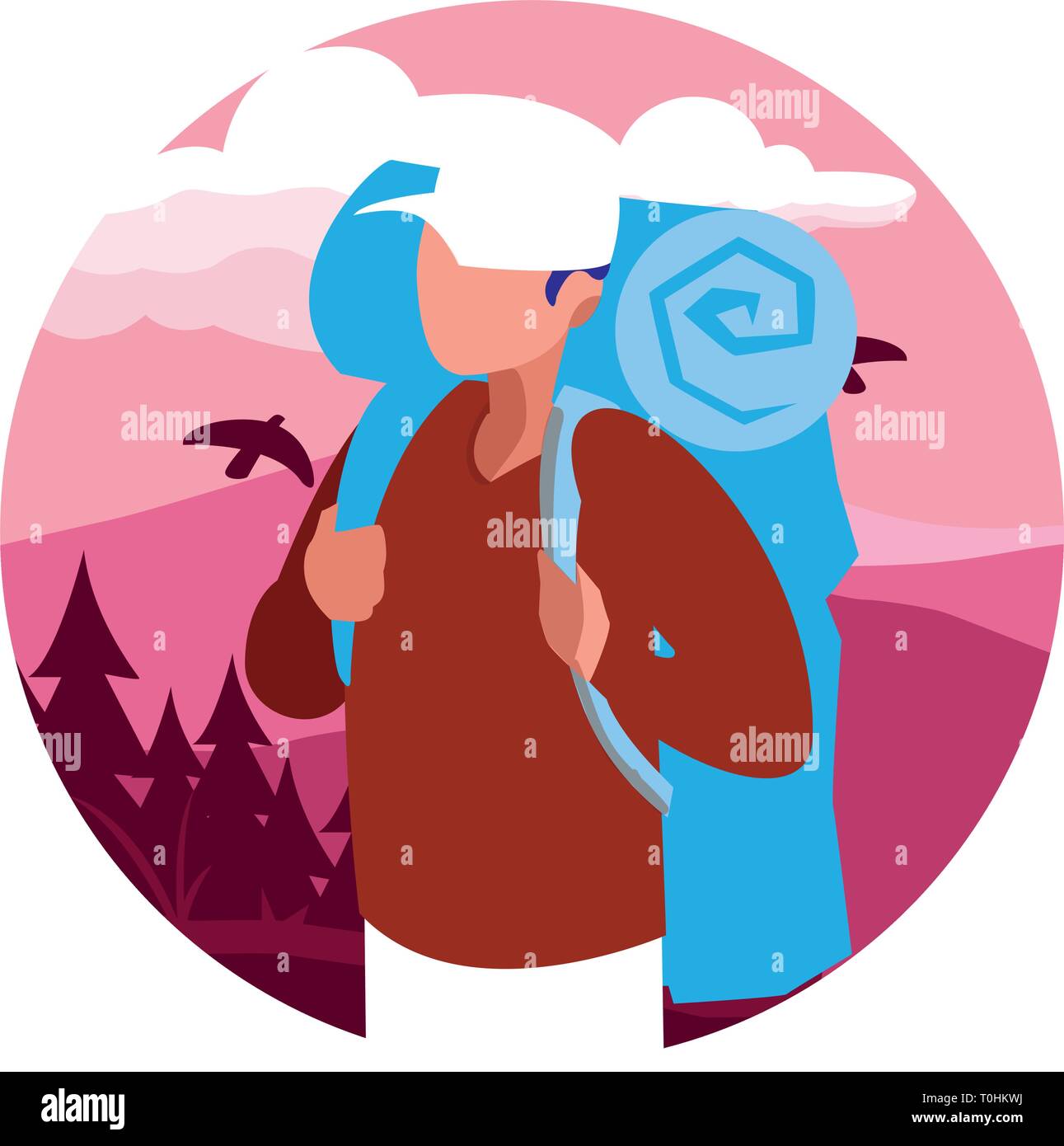 young man in forest landscape scene vector illustration design Stock ...