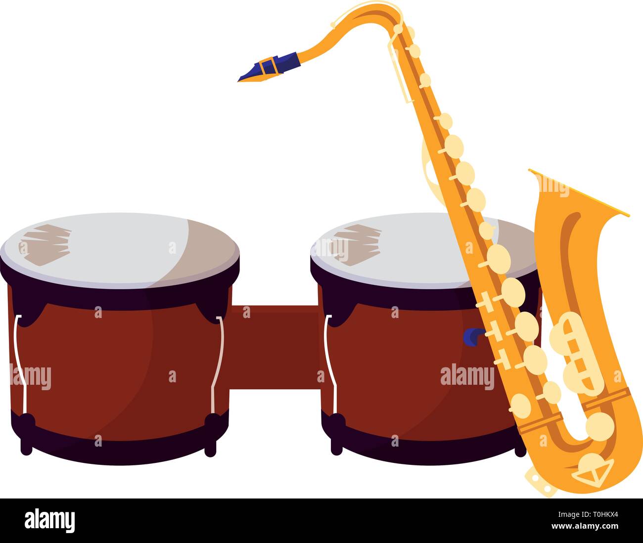 saxophone and timbals instruments musical vector illustration design ...
