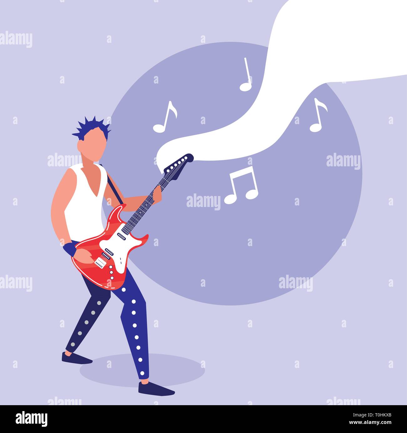rocker man playing guitar electric character vector illustration design ...