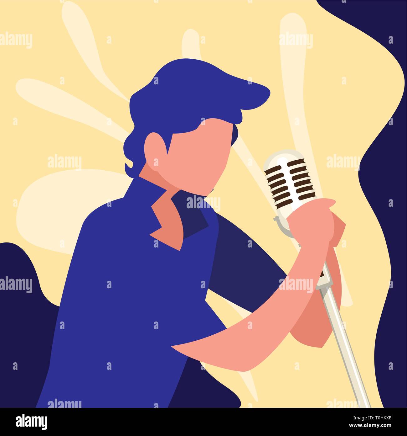 Singer With Microphone Character Vector Illustration Design Stock Vector Image And Art Alamy