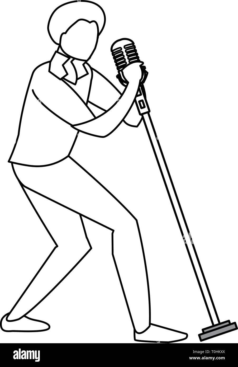 singer with microphone character vector illustration design Stock ...