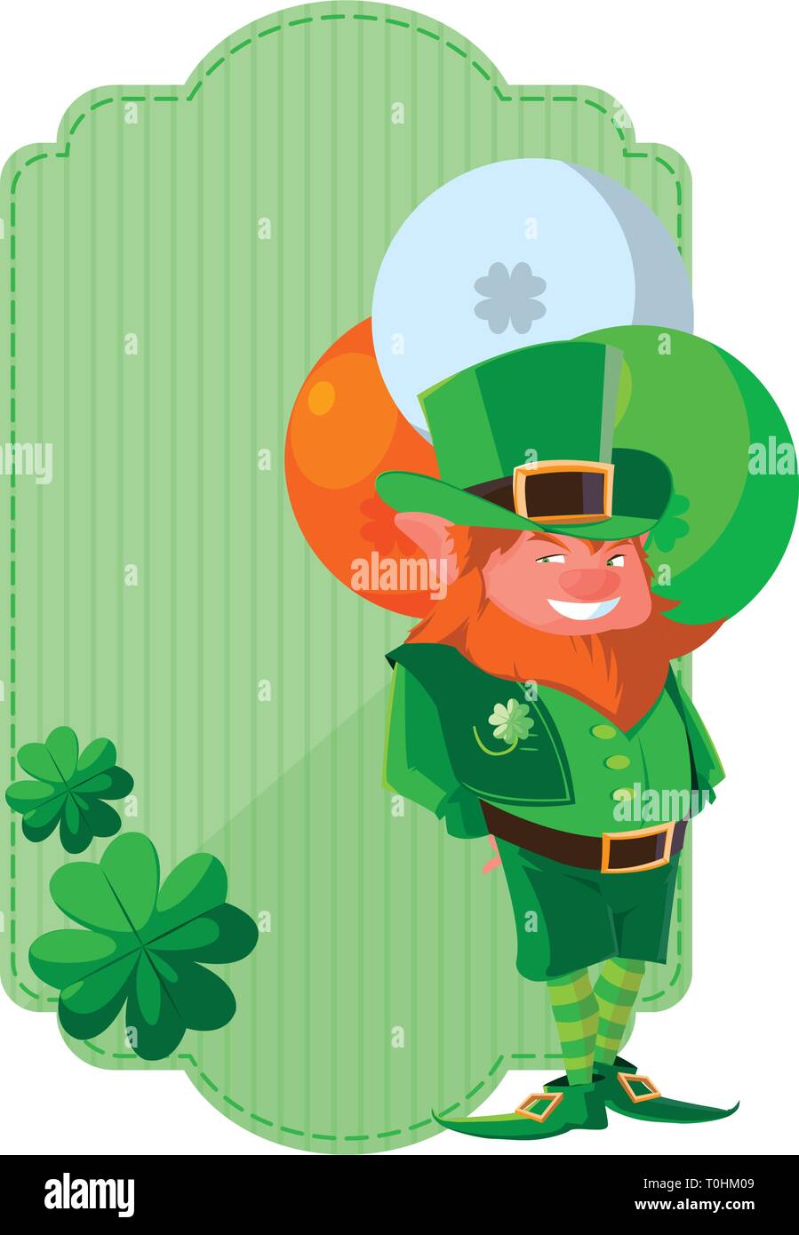 saint patrick lemprechaun with balloons helium vector illustration ...