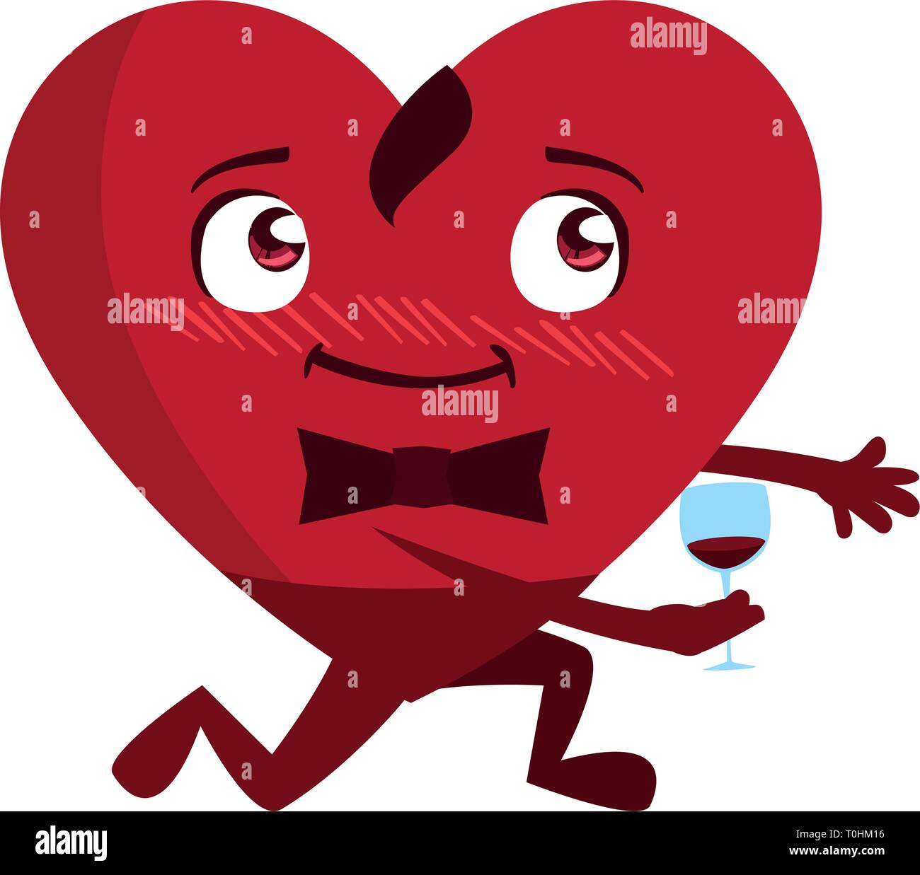 heart male with wine cup kawaii character vector illustration design ...