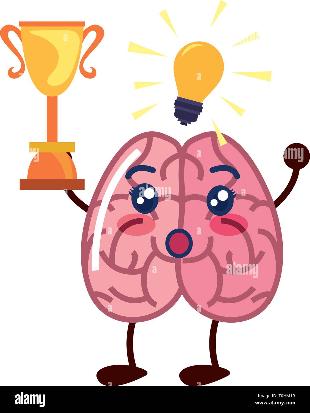 brain cartoon trophy bulb creativity vector illustration Stock Vector ...