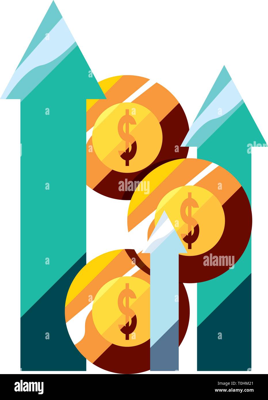 business chart gold coins money arrow profit vector illustration Stock ...