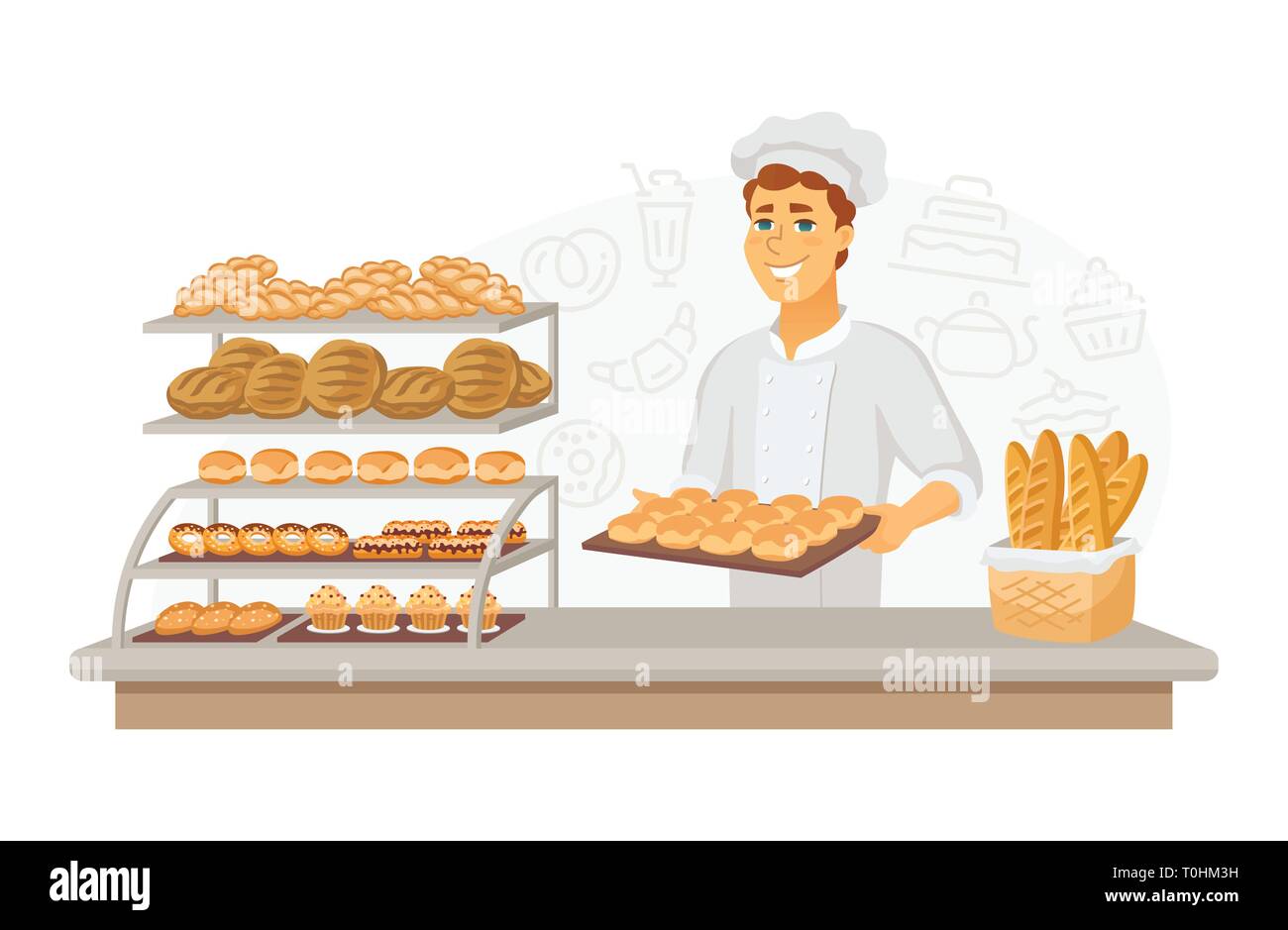 Bakery - modern vector cartoon people characters illustration Stock ...