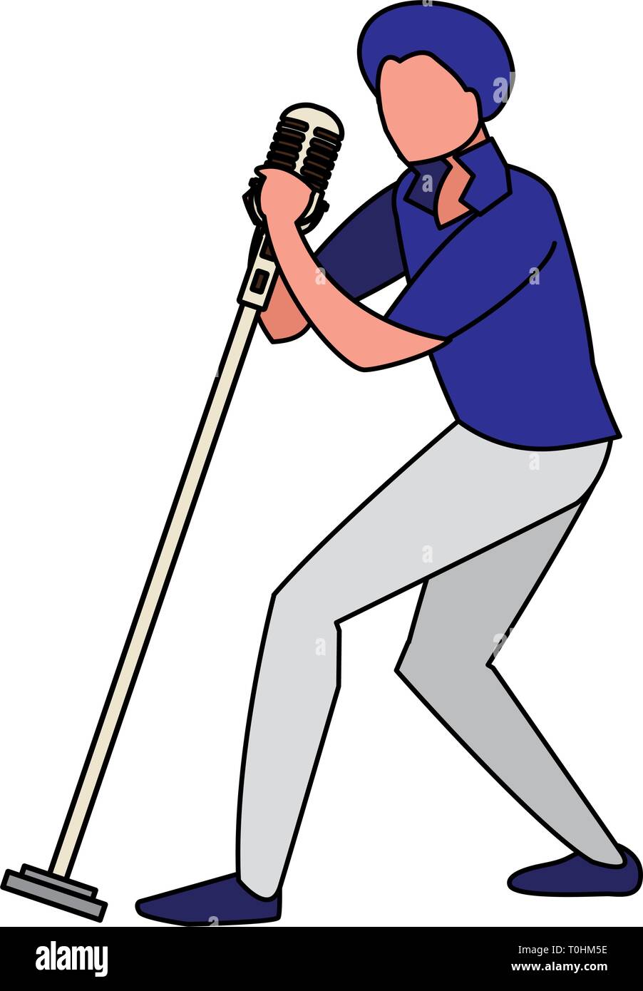 singer with microphone character vector illustration design Stock ...