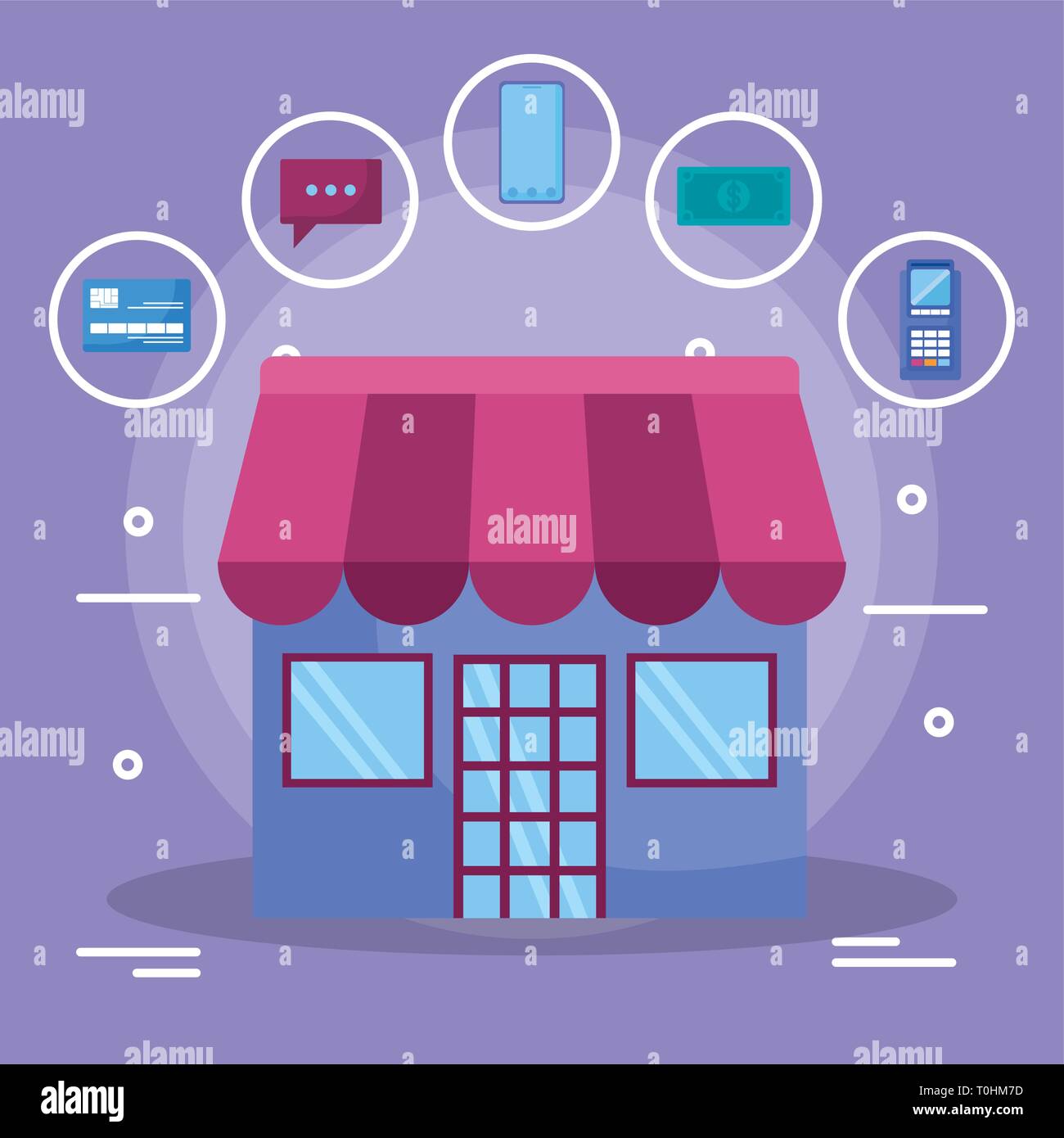 store building facade with commercial icons vector illustration design ...