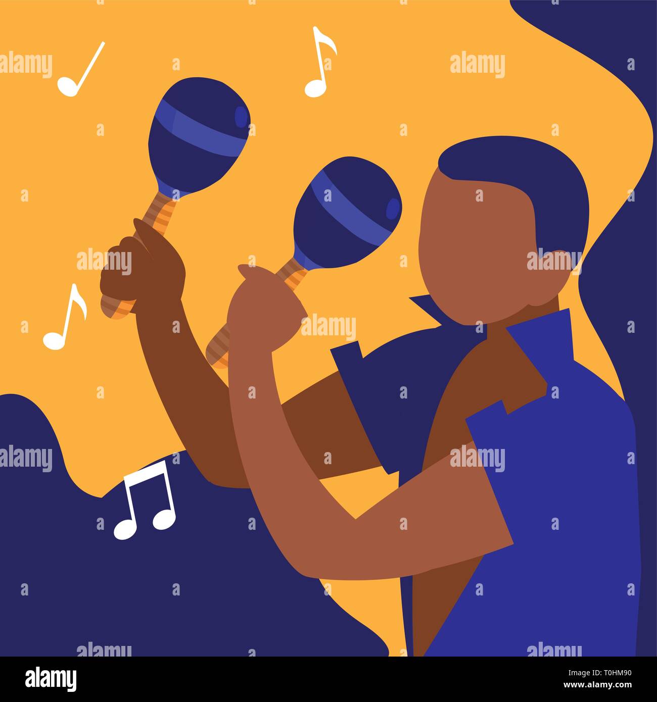 black tropical musician playing maracas character vector illustration ...
