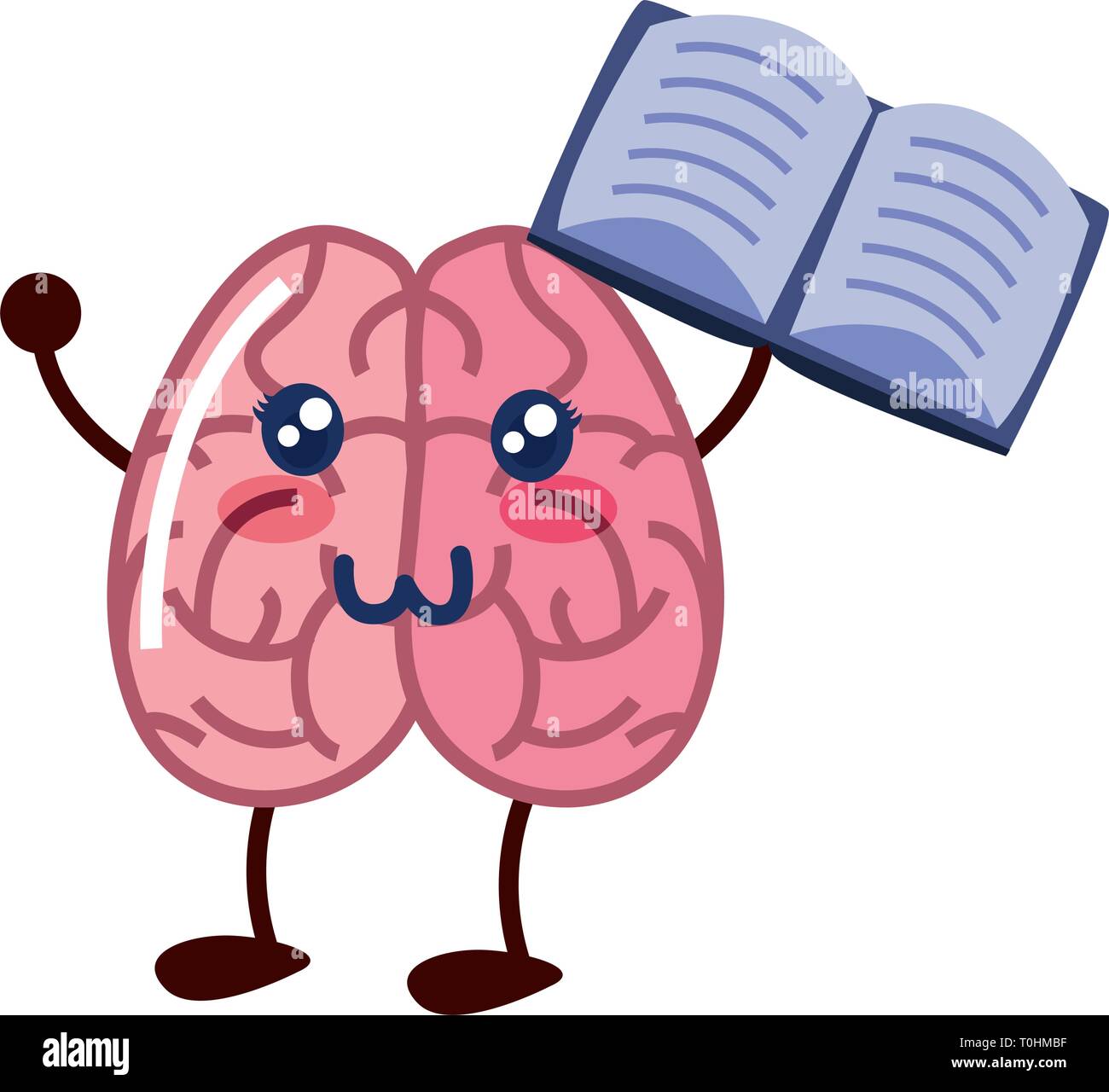 brain cartoon with book creativity vector illustration Stock Vector ...