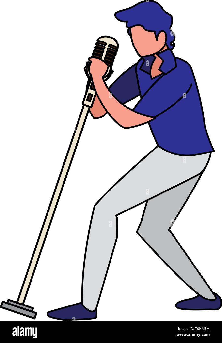 singer with microphone character vector illustration design Stock ...