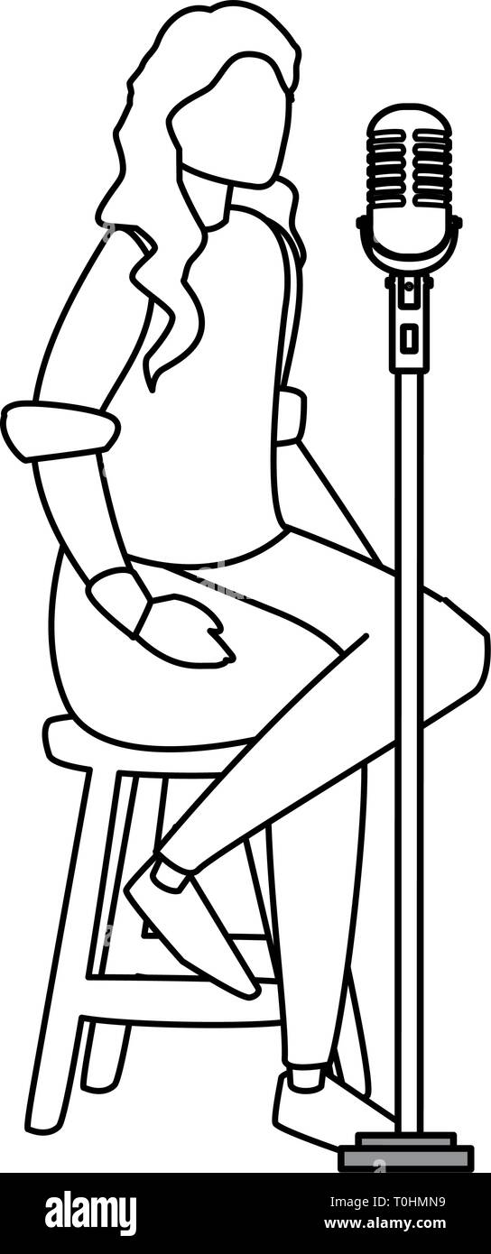 female singer with microphone character vector illustration design ...