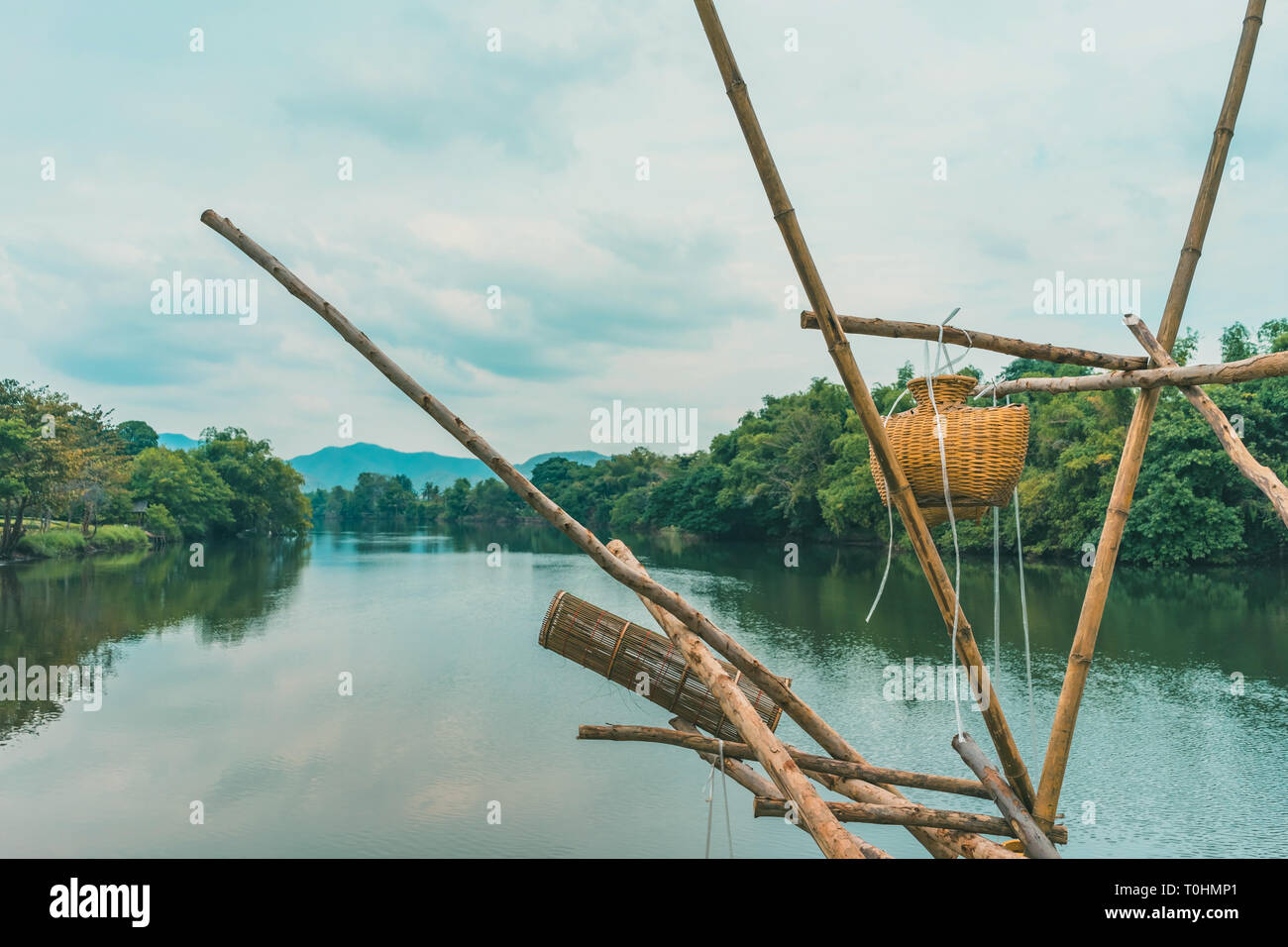 Ancient bamboo fish trap equipment of countryside, Thailand Stock Photo ...