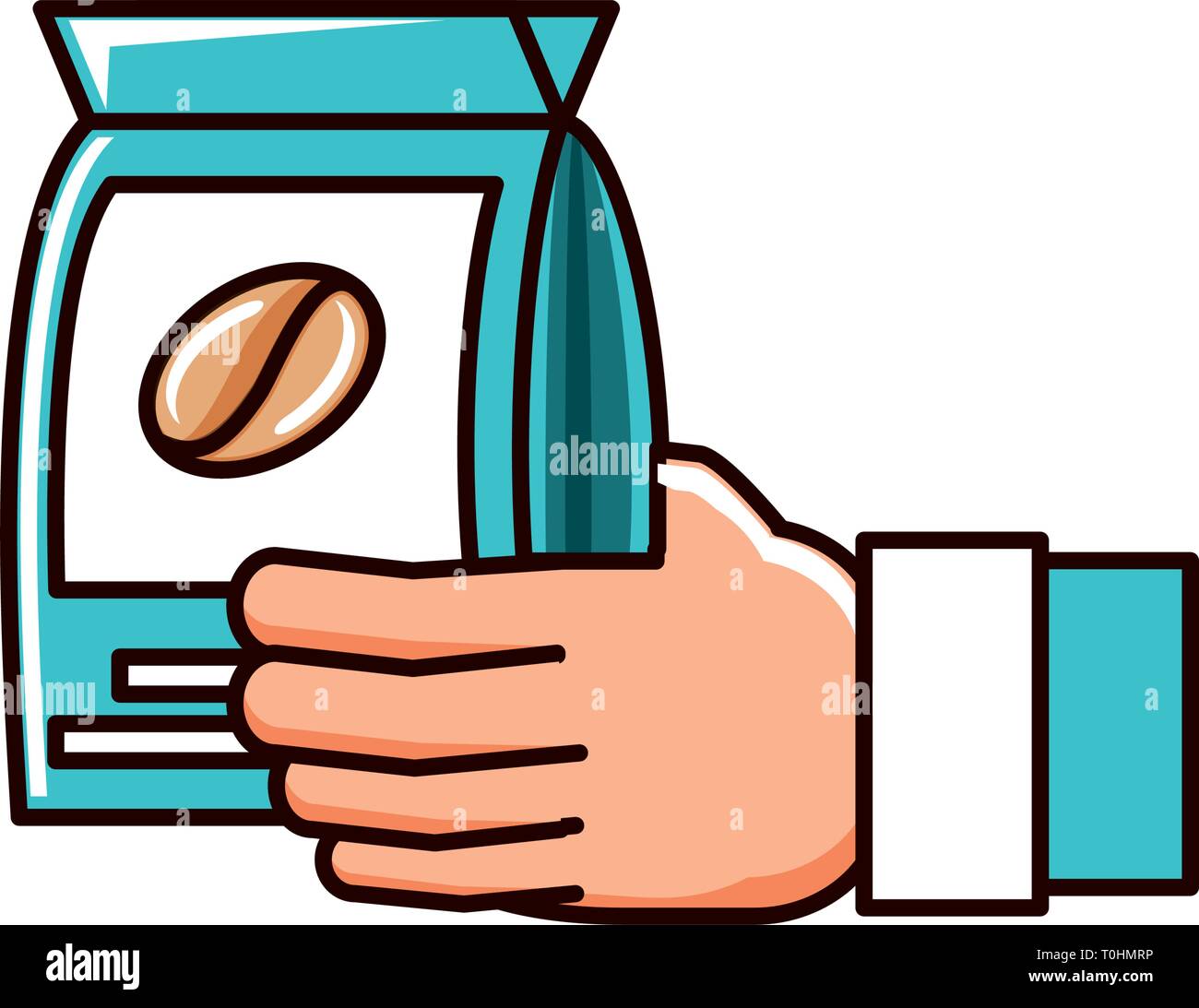 hand with bag coffee isolated icon vector illustration design Stock ...