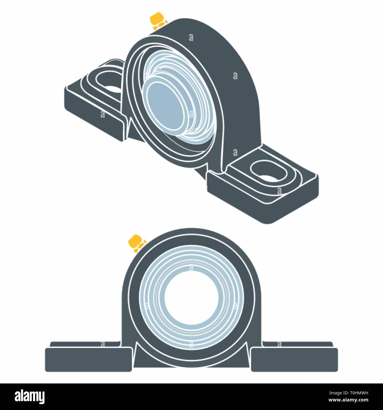 Plummer Block Bearing. Without outline and colored Stock Vector Image ...